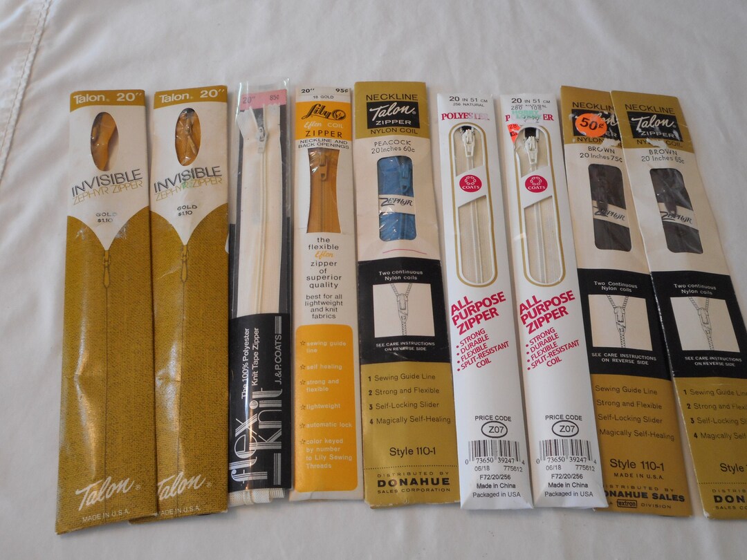 9 or 20 Inch Zippers, Mostly Vintage & a Few New. Sold by the Lot ...