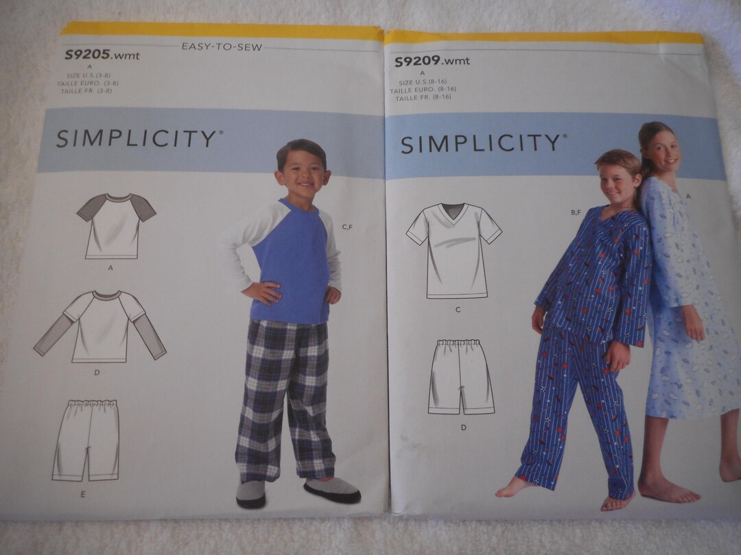 Girls and Boys Sleepwear. Like New Sewing Patterns . Easy. Sizes 3-8 or ...