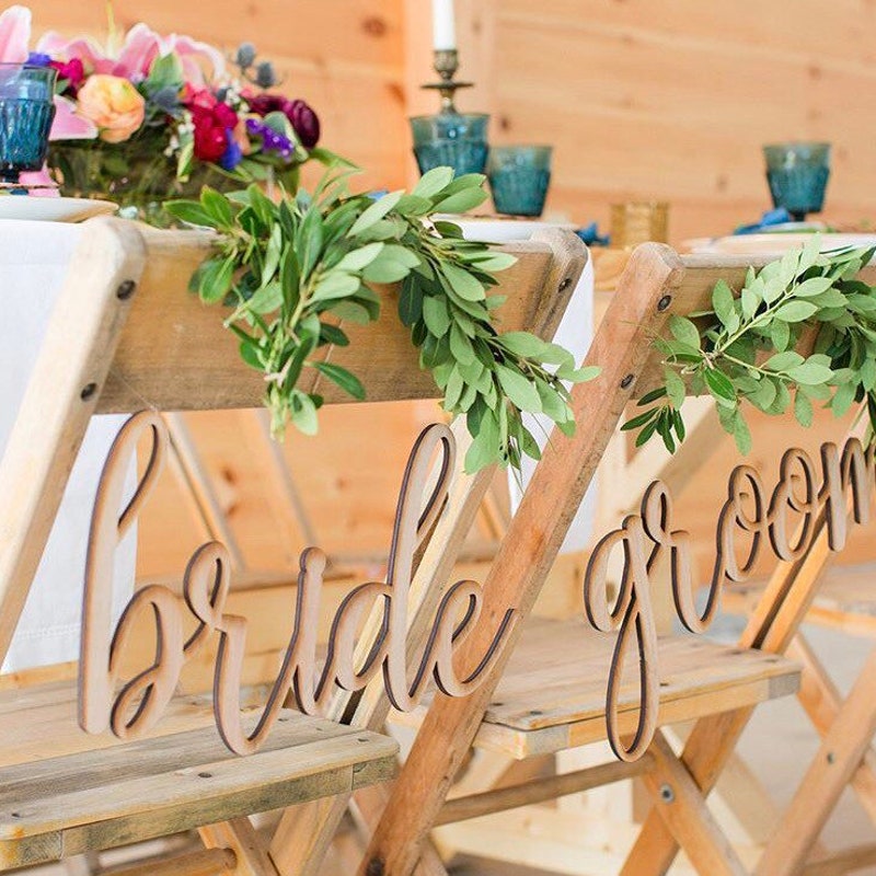 Bride and Groom Chair Signs - Etsy