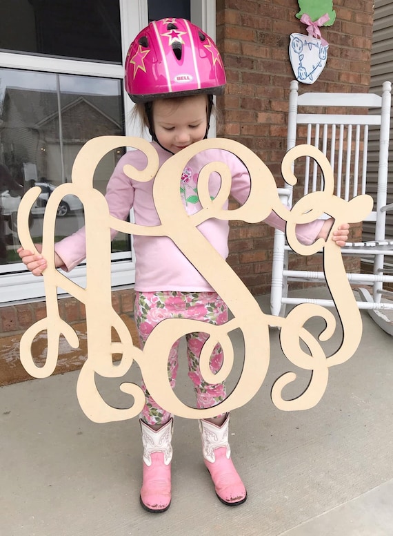 Vine Script Wood Monogram | Etsy