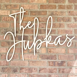 Last Name Sign | Custom Cursive Wooden Last Name Home and Wedding Decor ...