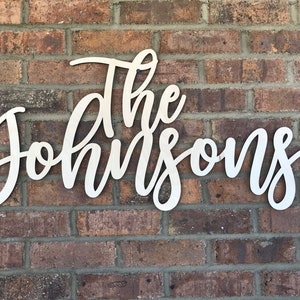 Last Name Sign | Custom Cursive Wooden Last Name Home and Wedding Decor ...