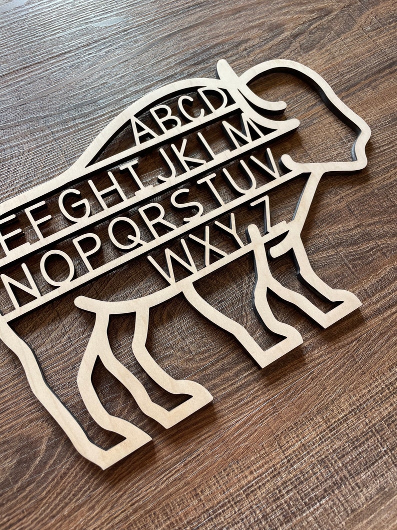 BISON BUFFALO Wooden Alphabet Sign Nursery playroom - Etsy