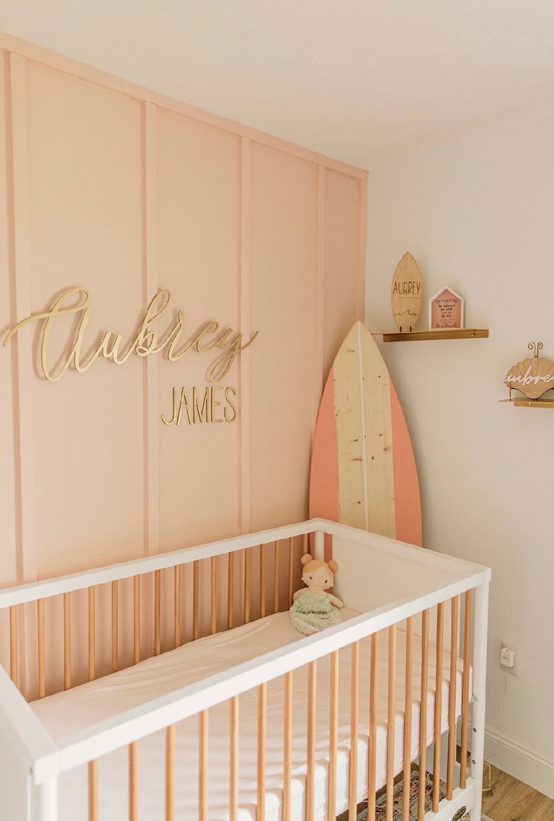 Name Sign | Cursive and Block Font Name Sign for Nursery - Etsy