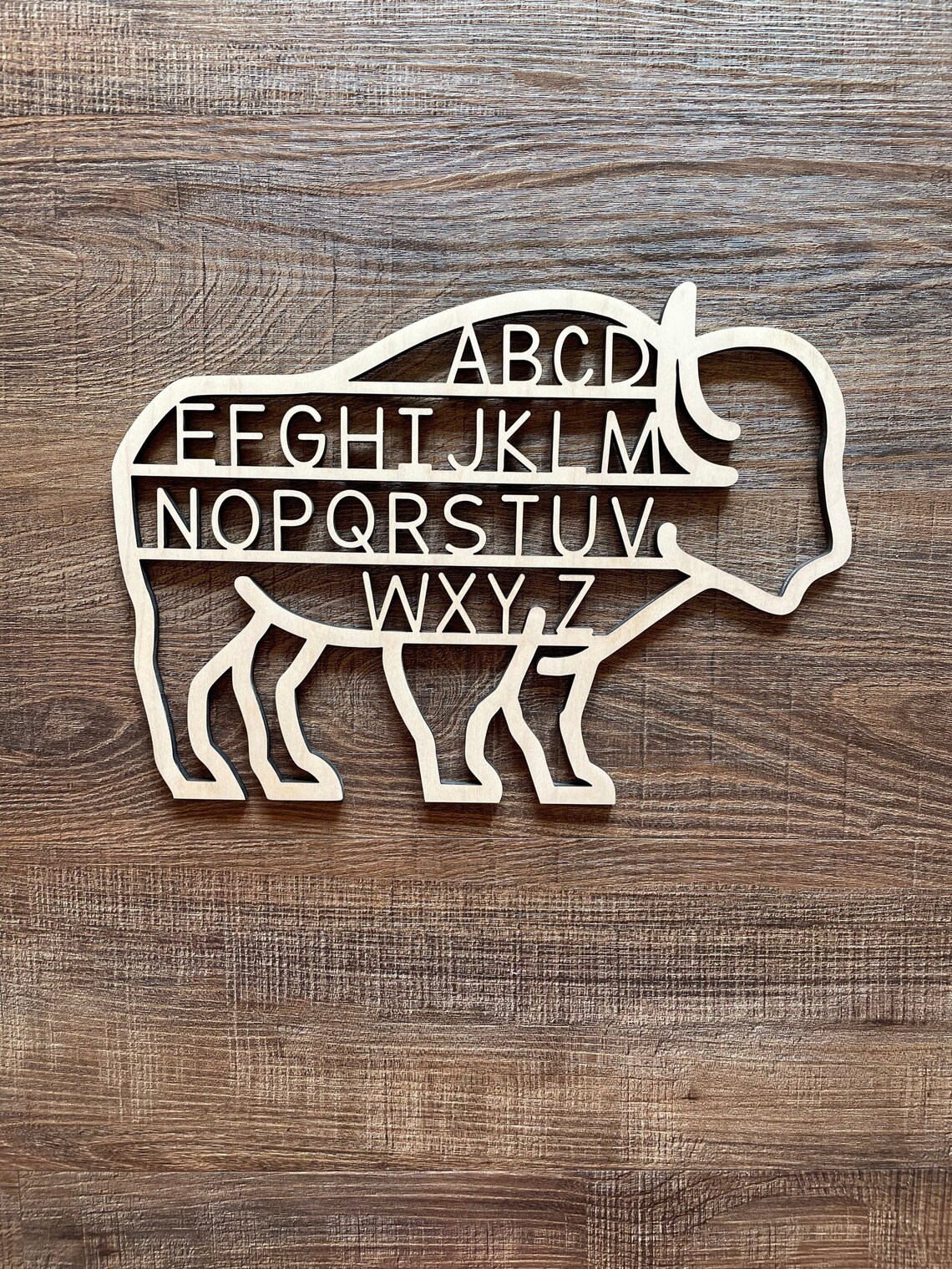BISON BUFFALO Wooden Alphabet Sign Nursery playroom - Etsy