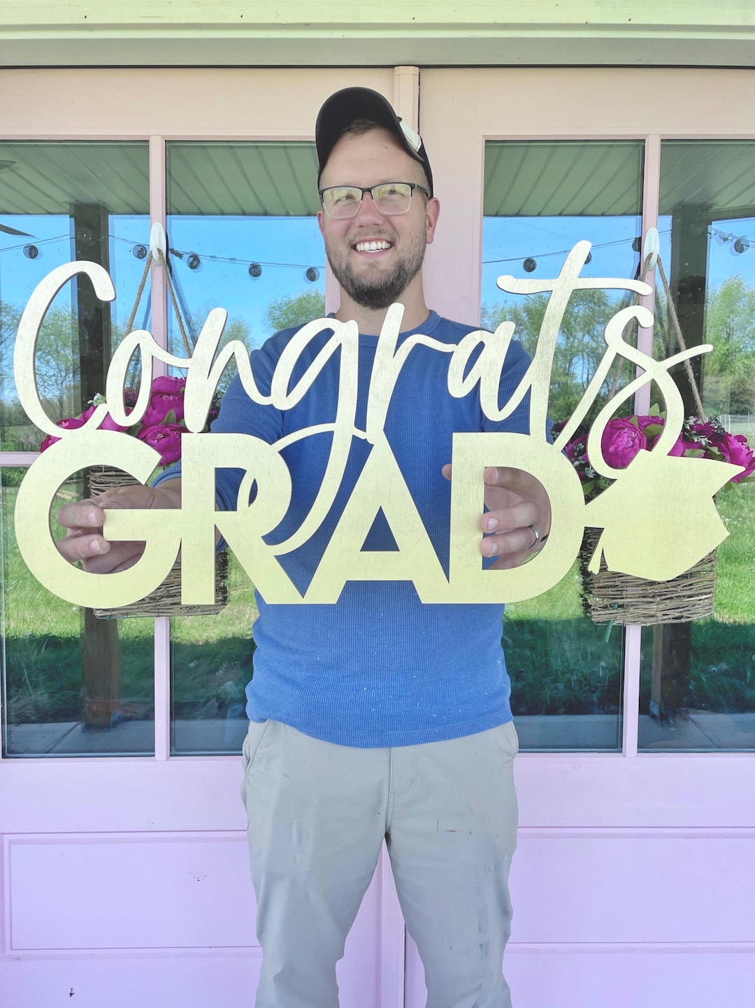 Congrats GRAD Sign: Laser Cut Birch Wood Graduation Party Decor - Etsy