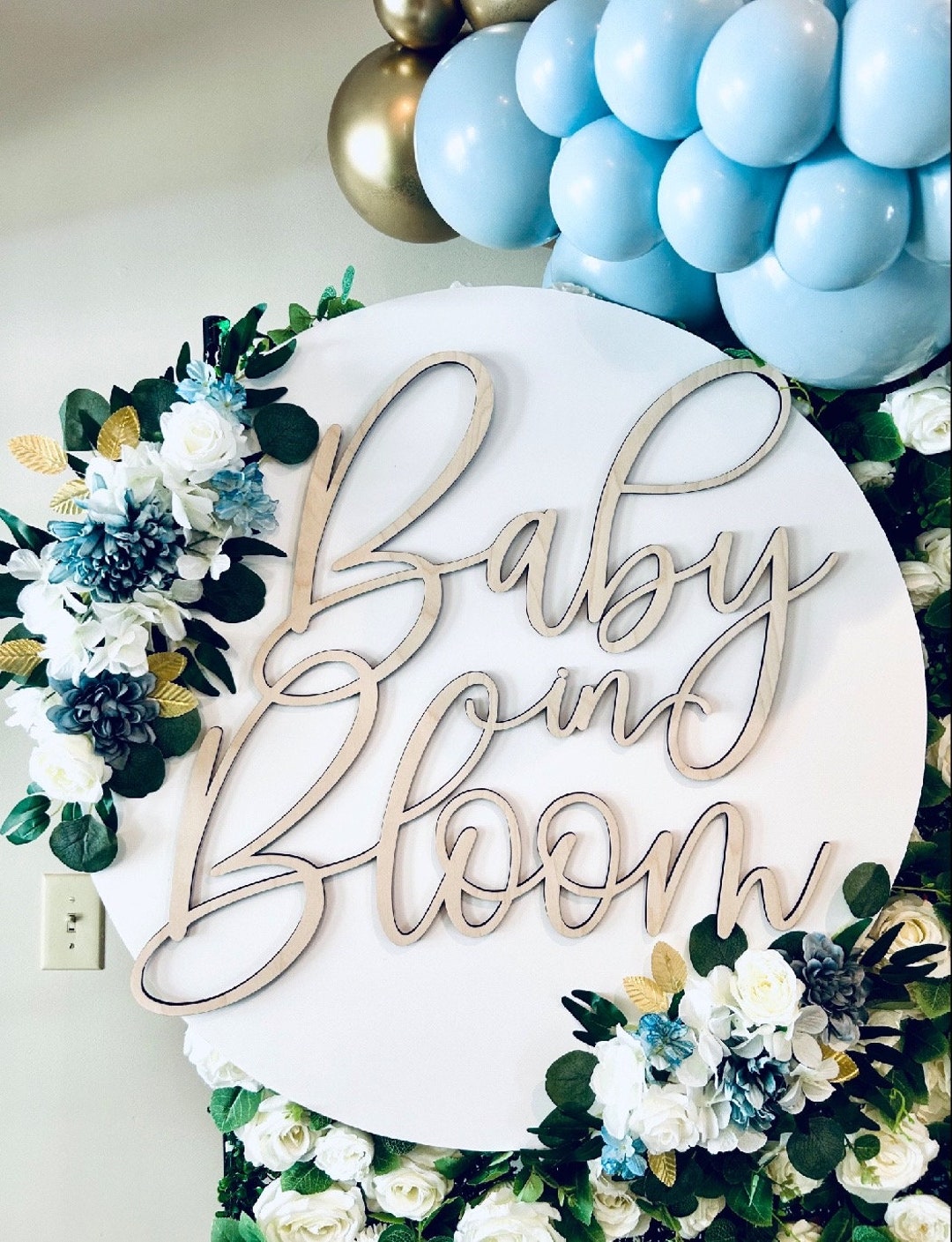 Baby in Bloom Sign I Wood Baby in Bloom Sign Floral Baby Shower ...