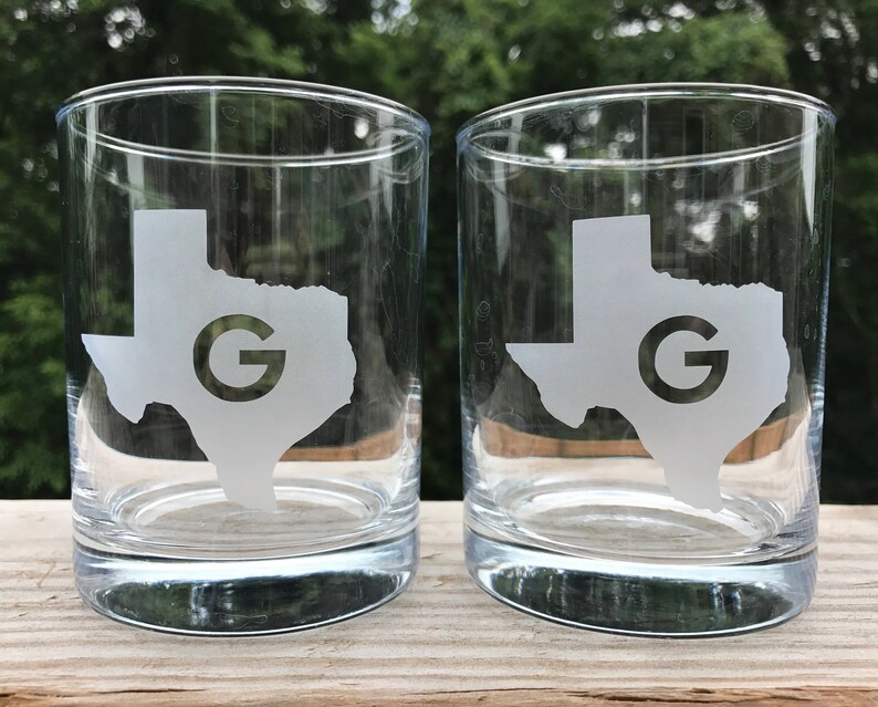 2 Personalized Etched State Bourbon Glasses Etsy