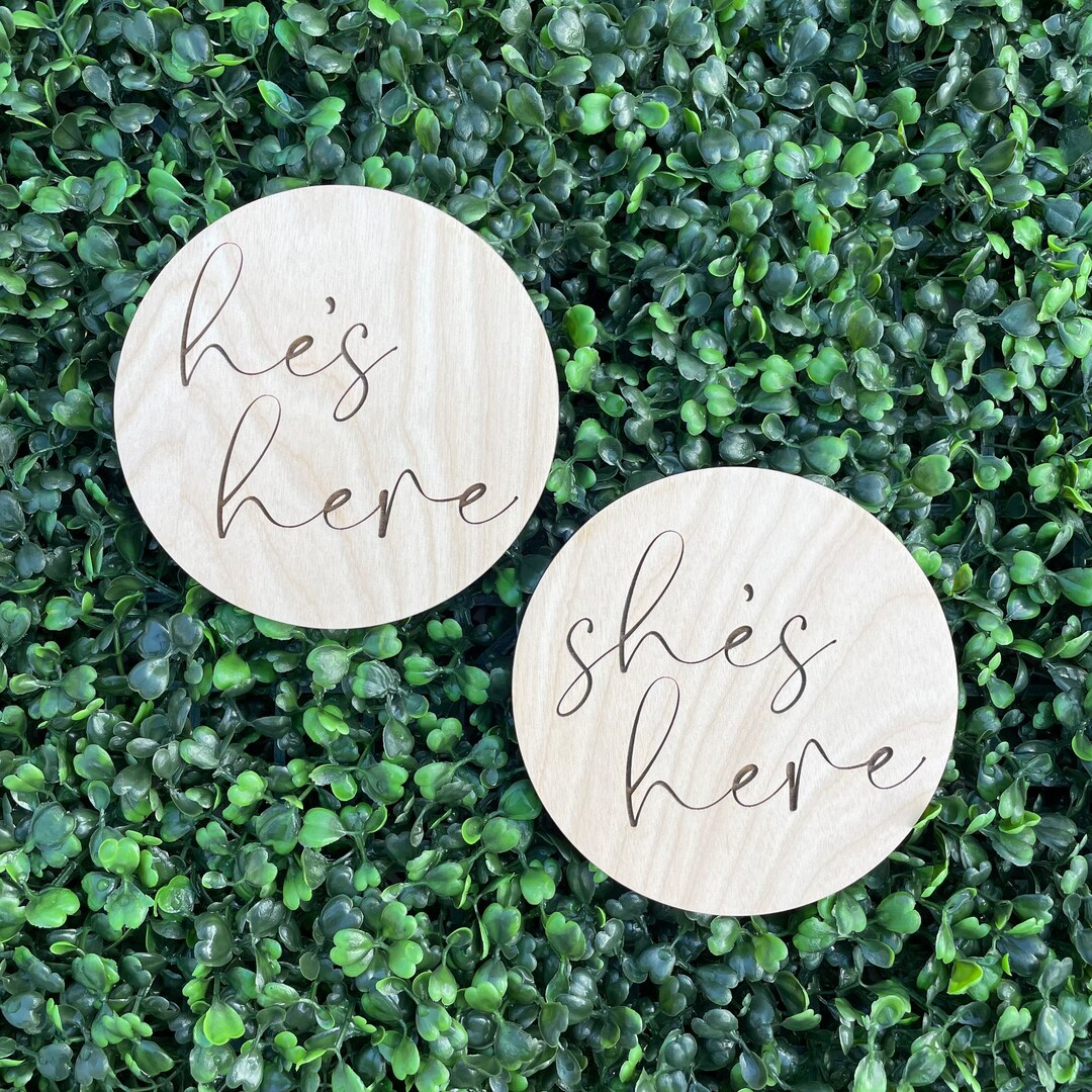 He's Here She's Here Birth Announcement Newborn Photos Hospital ...