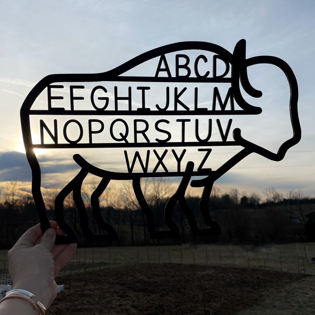 BISON - BUFFALO Wooden Alphabet Sign • Nursery • playroom - Etsy