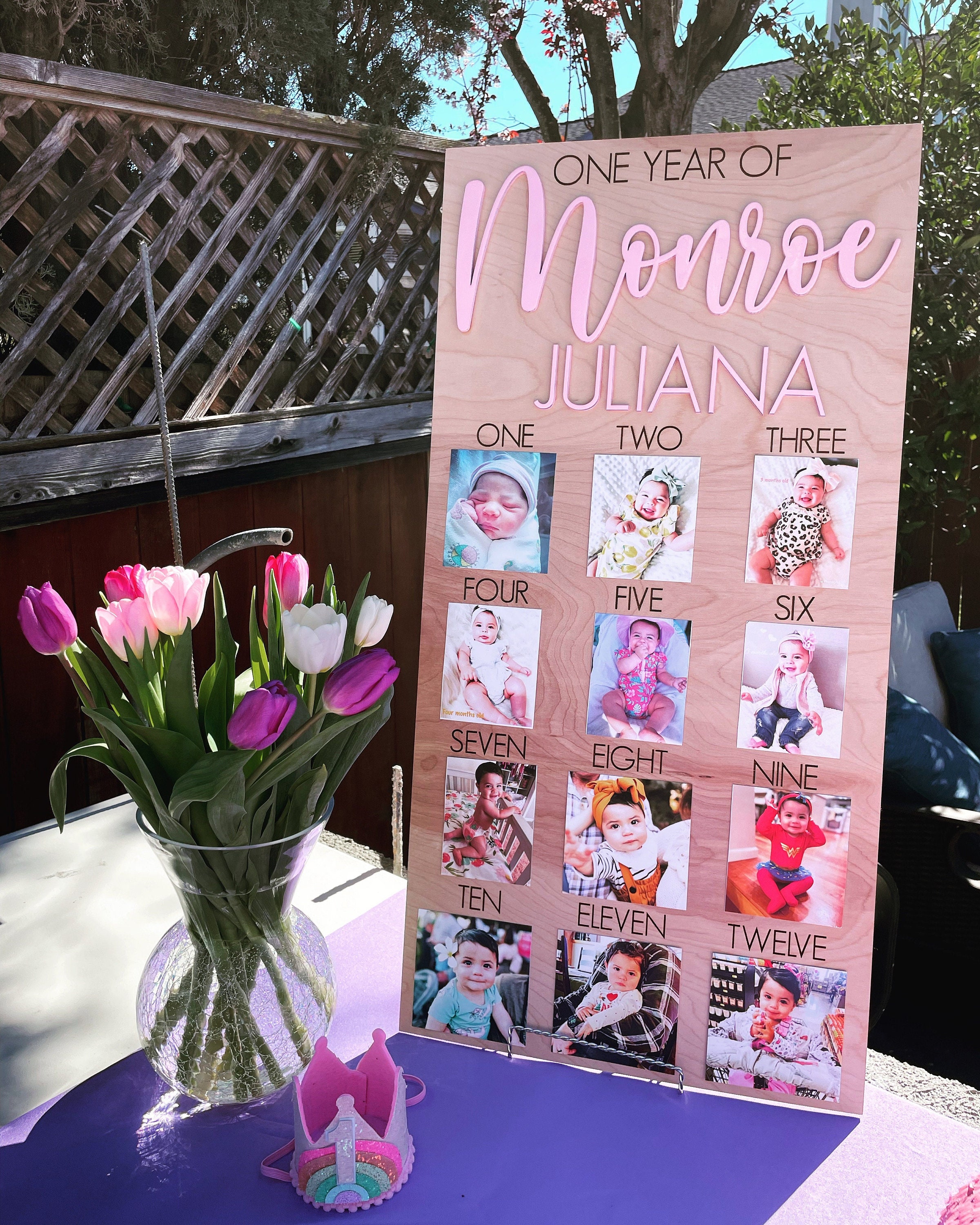 ONE YEAR OF Sign First Birthday Sign Monthly Picture Sign - Etsy