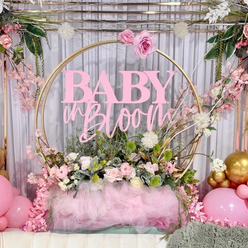 Baby in Bloom Wood Sign: Floral Baby Shower Backdrop - Etsy