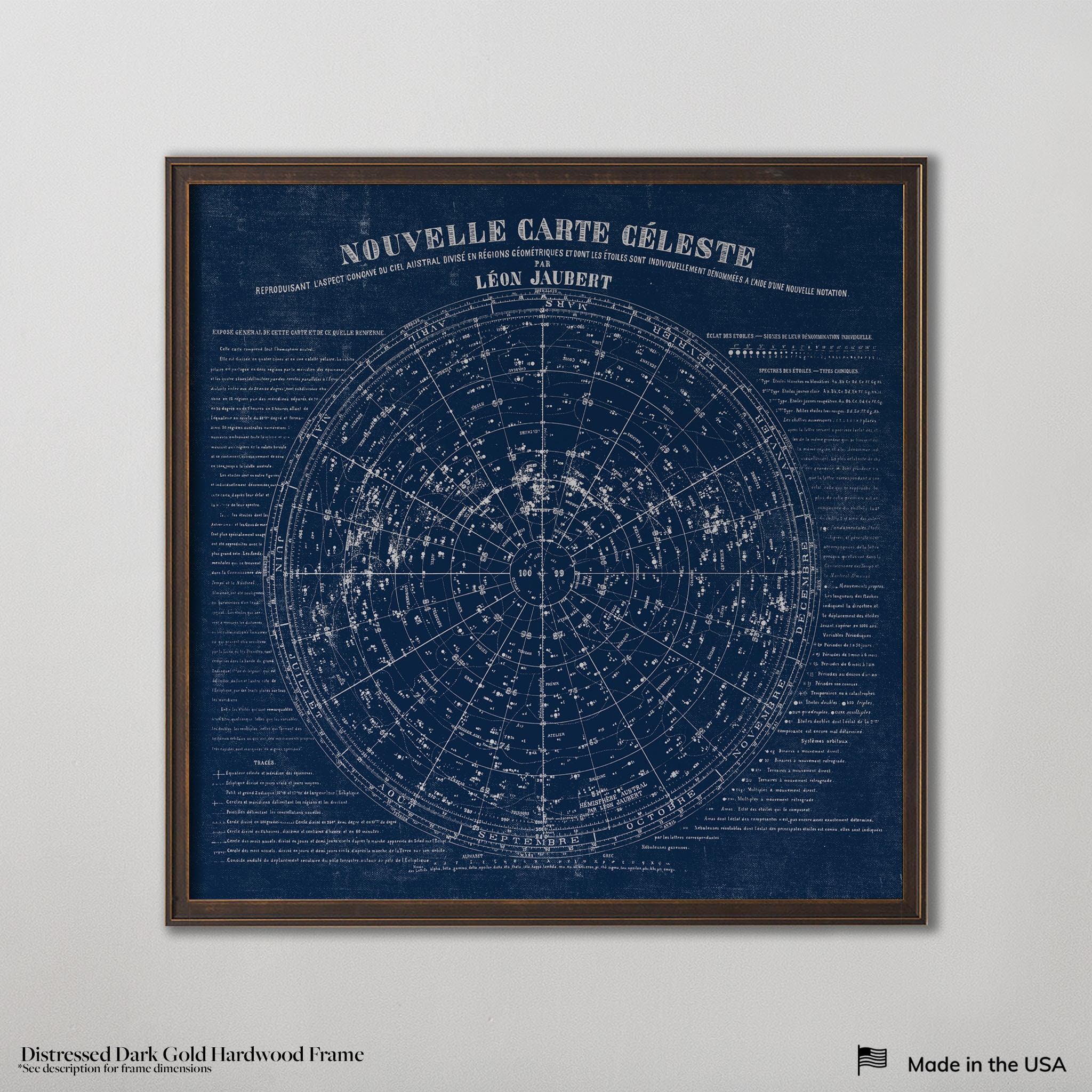 Vintage French Star Chart Print C.1880s, Nouvelle Carte Céleste Wall ...