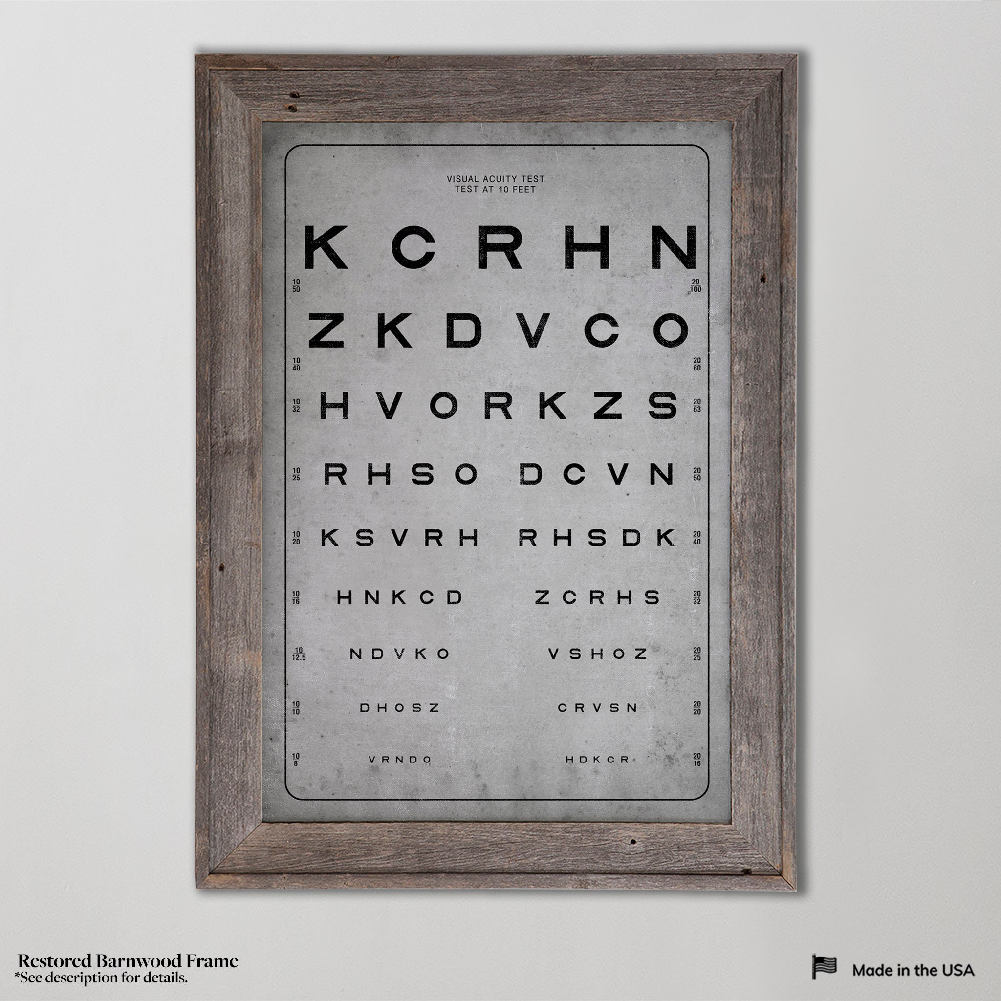 Vintage Sloan Vision Chart Print, 20th Century Eye Chart Wall Decor, Unique Optometry Art ...