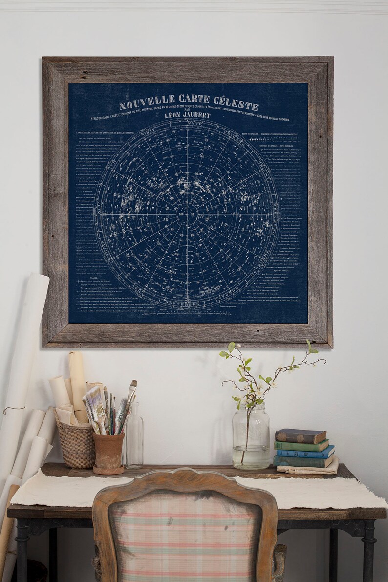 Vintage French Star Chart Print C.1880s, Nouvelle Carte Céleste Wall ...
