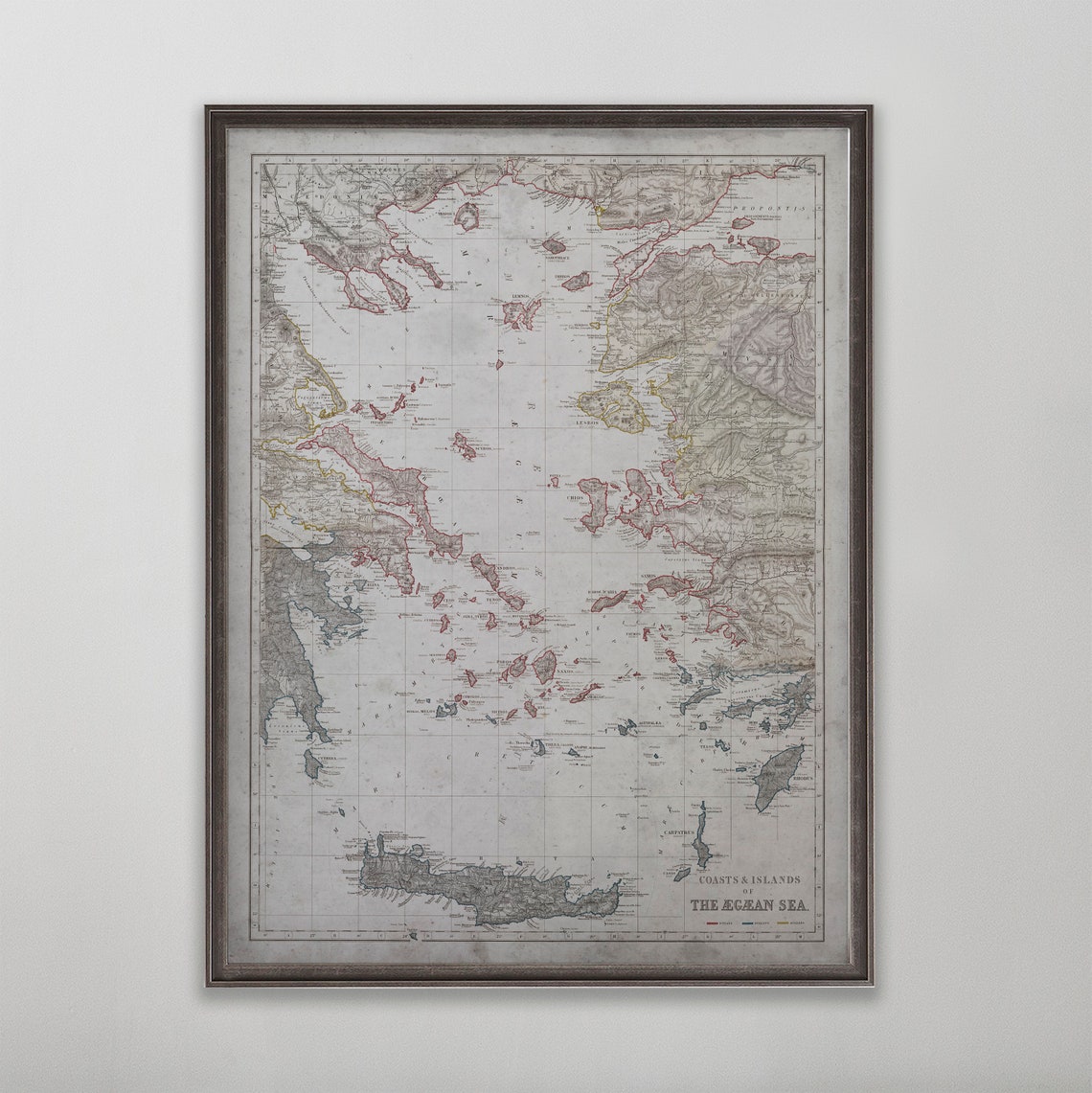 Aegean Sea Map Vintage Map of the Aegean Sea Vintage Wall - Etsy