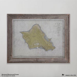 Oahu Map Print, Oahu Nautical Chart, Home Decor Wall Art, Anniversary ...