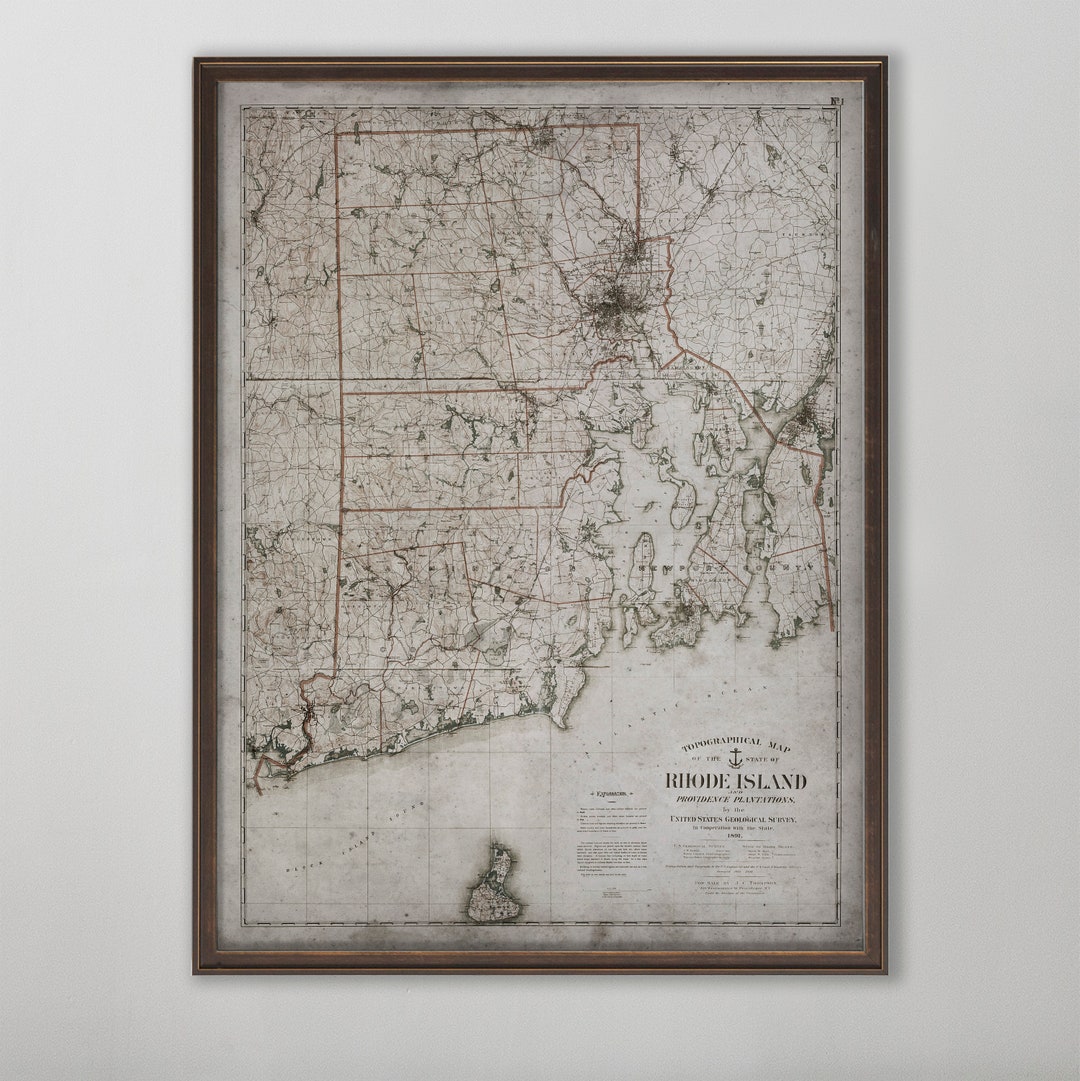 Rhode Island Map Vintage Map of Rhode Island State Vintage - Etsy