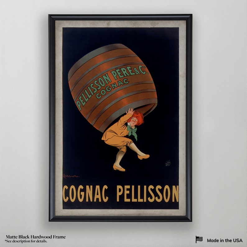 Vintage Cognac Pellisson Poster 1920s, French Spirits Advertising Wall ...