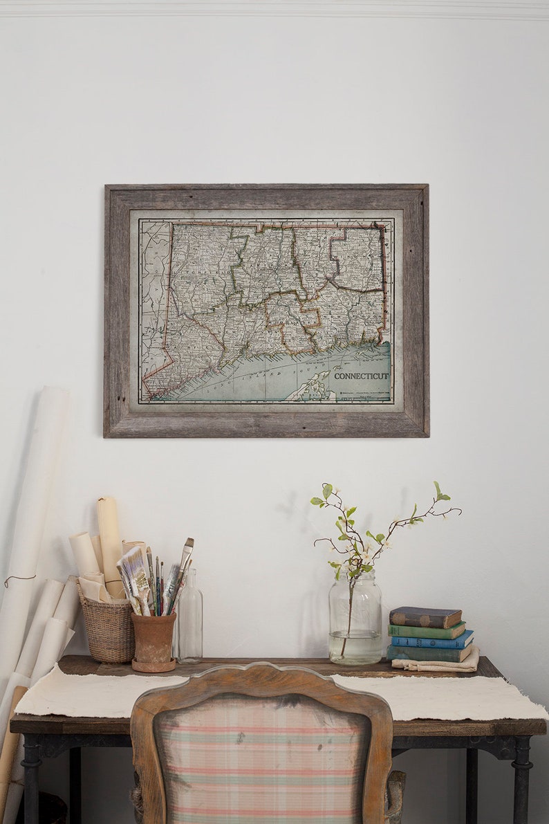 Connecticut Map Vintage Map of Connecticut Vintage Wall | Etsy