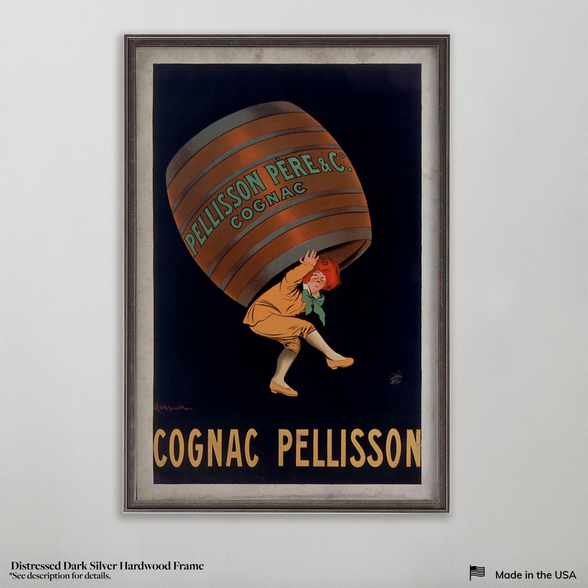 Vintage Cognac Pellisson Poster 1920s, French Spirits Advertising Wall ...