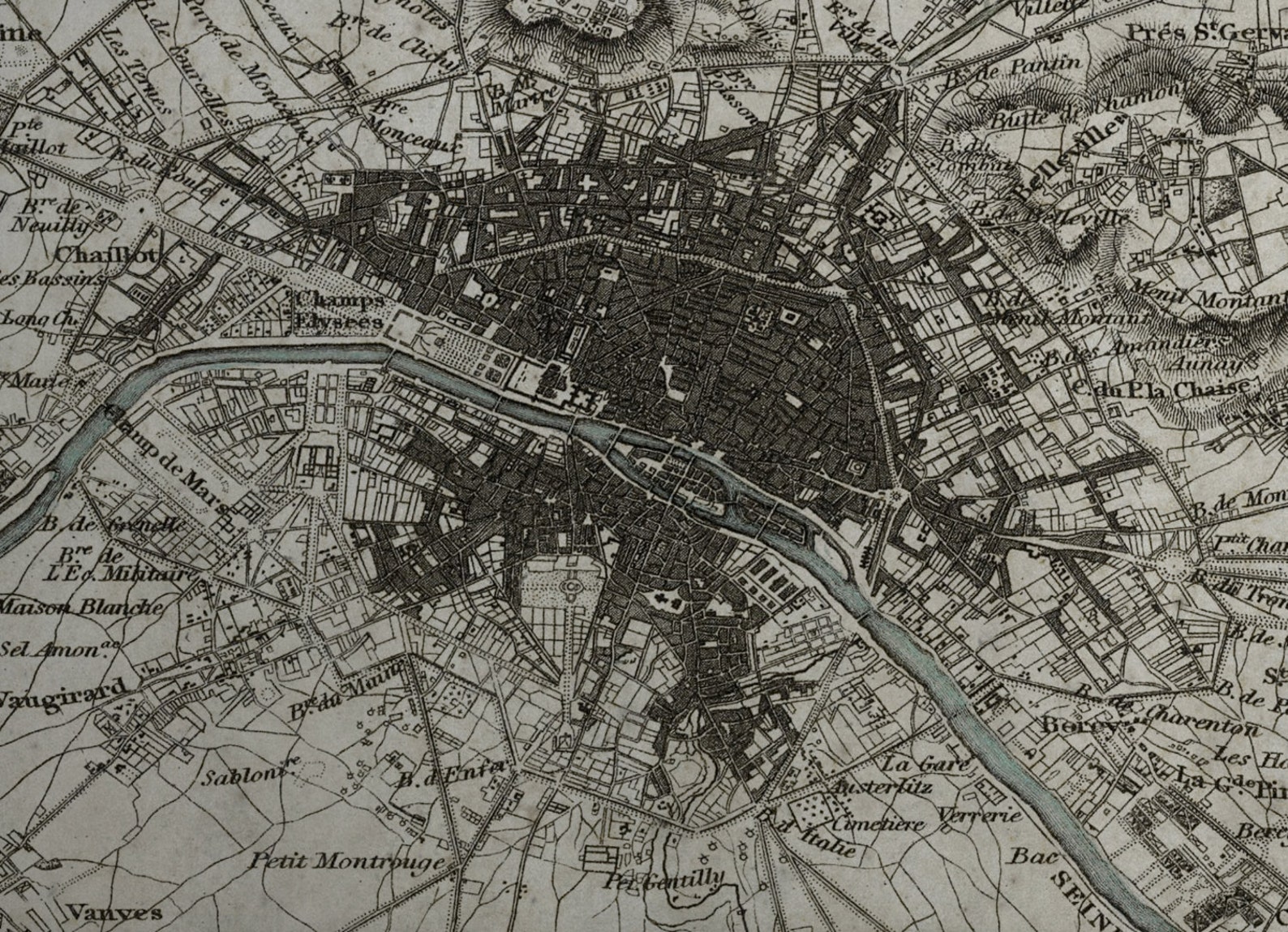 Vintage Paris France Map Print C.1850s, Antique French City Street Map ...
