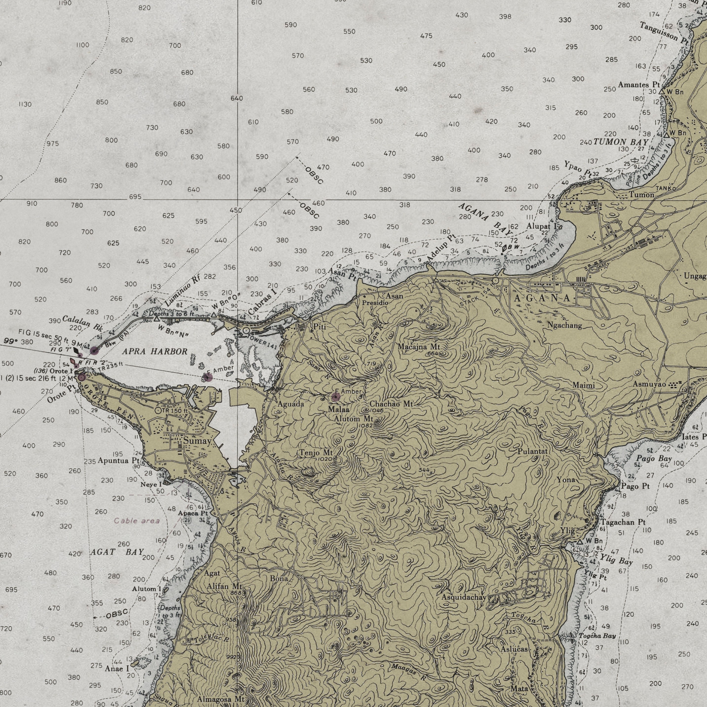 Guam Nautical Chart Print, Vintage Island Coastal Blueprint, Pacific ...