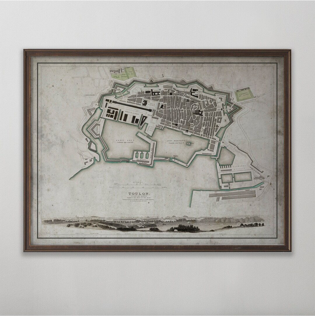 Toulon Map Vintage Map of Toulon France Vintage Wall Art - Etsy