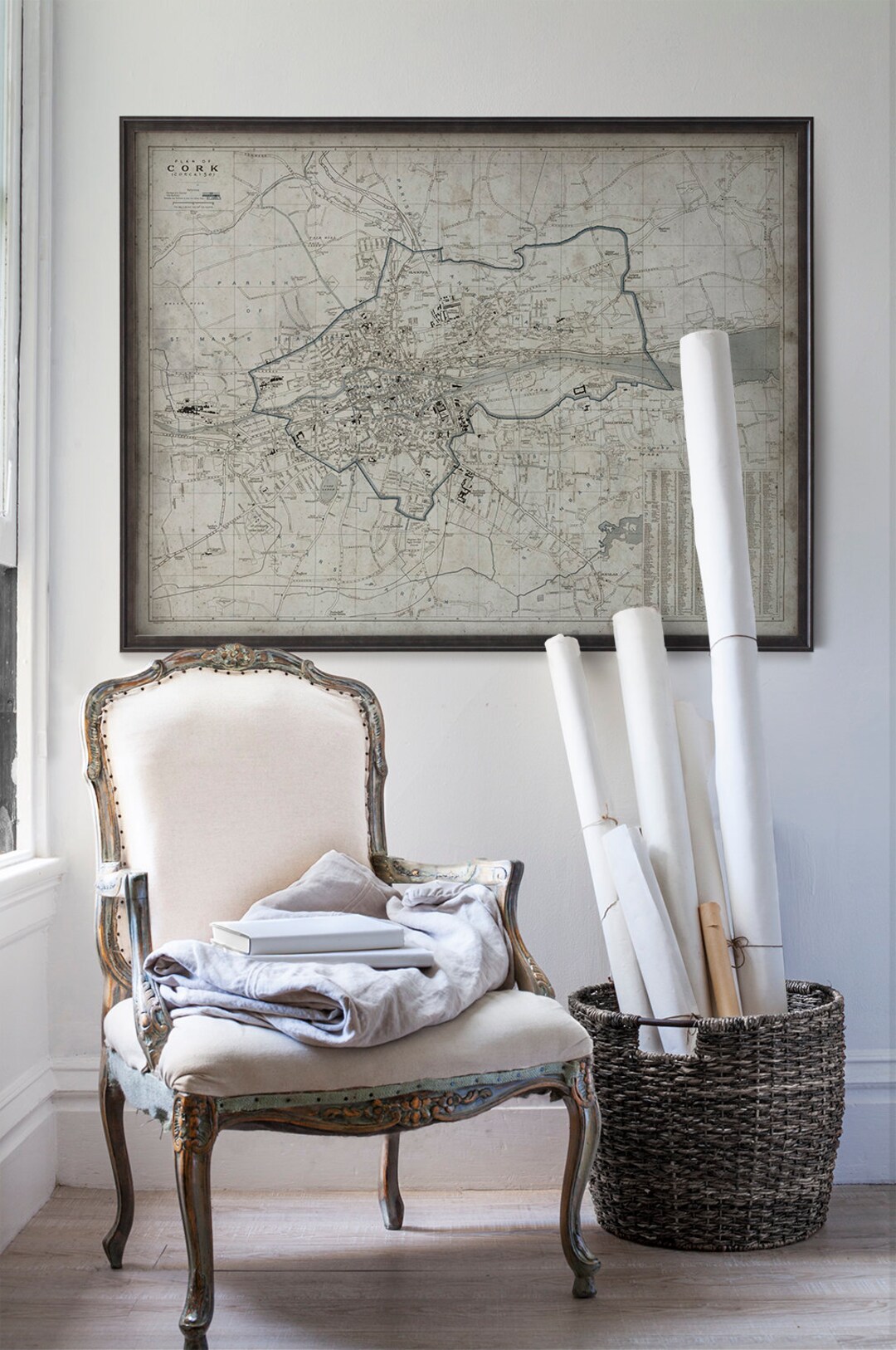 Cork Map, Vintage Map of Cork Ireland, Framed Map Options, Antique Cork ...