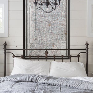 Indiana Map, Vintage Road Map of Indiana, Framed Art Options, Antique ...