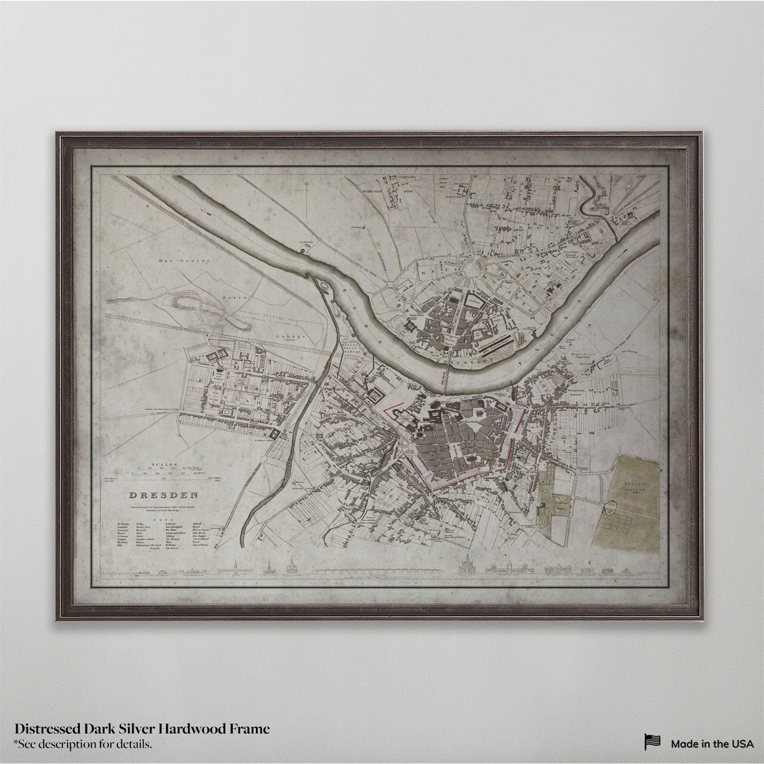 Vintage Dresden Germany Map Print C.1850s, Antique German Baroque City ...