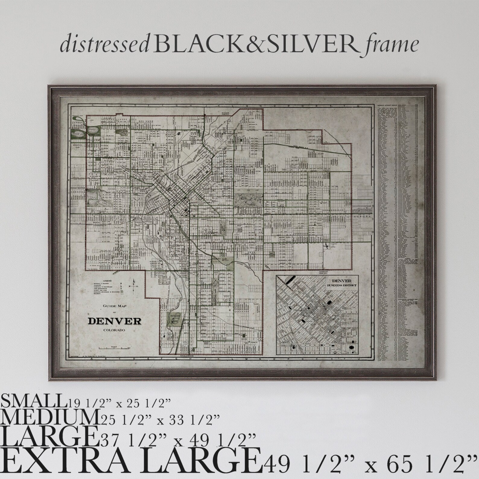 Denver Map Vintage Map of Denver Colorado City Map | Etsy