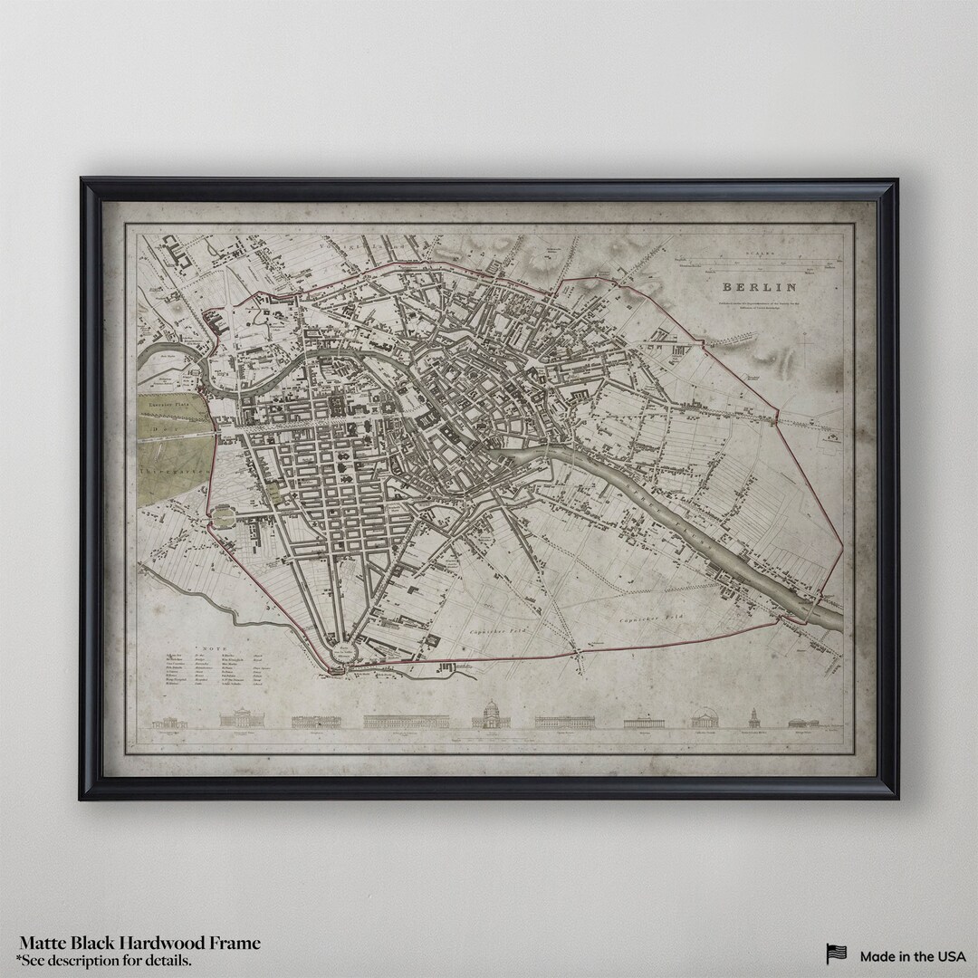 Vintage Berlin Germany Map Print C.1850s, Antique German Capital City ...