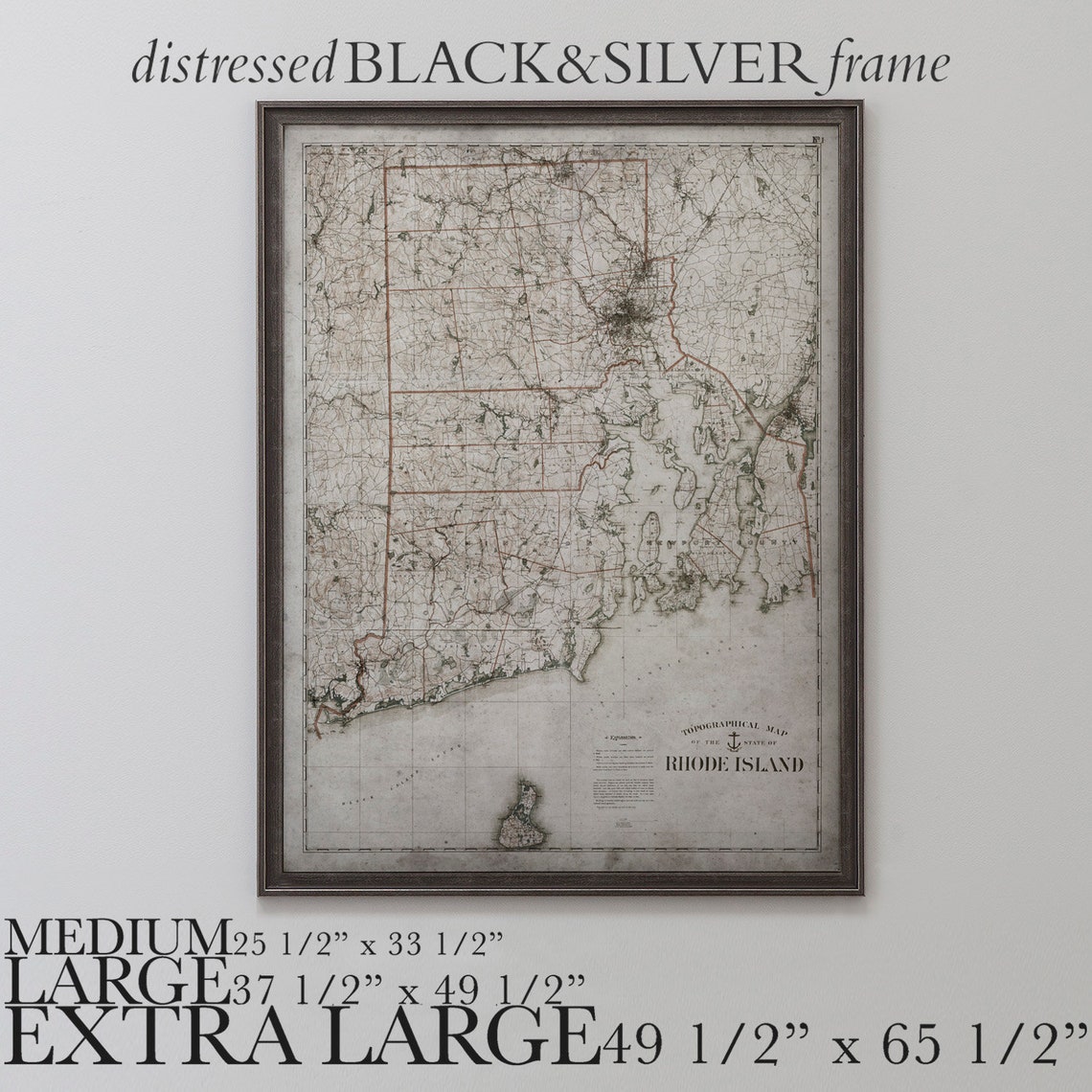Rhode Island Map Vintage Map of Rhode Island State Vintage | Etsy