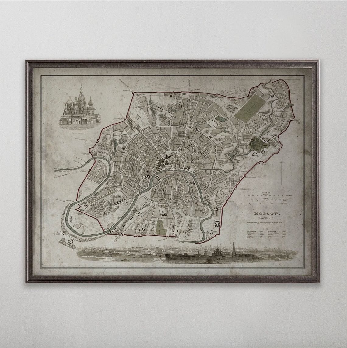 Moscow Map Vintage Map of Moscow Russia Vintage Wall Art - Etsy