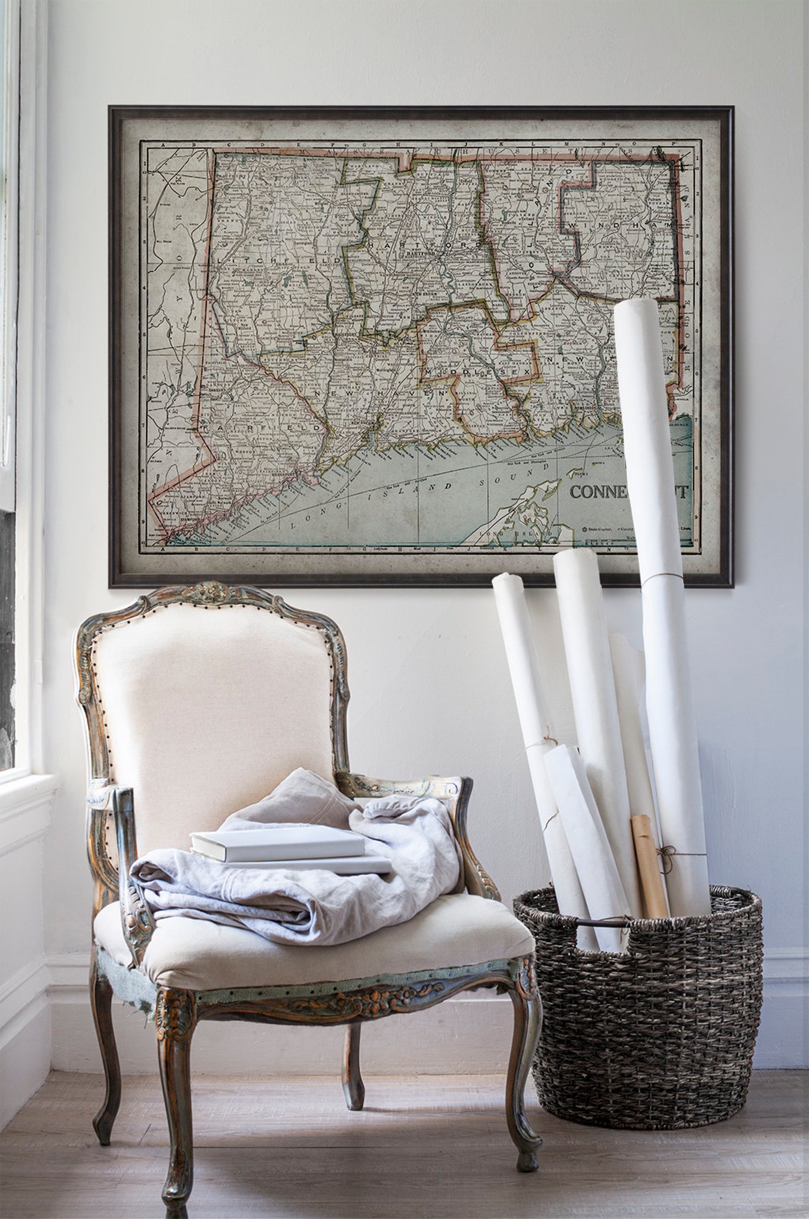 Connecticut Map Vintage Map of Connecticut Vintage Wall Art - Etsy