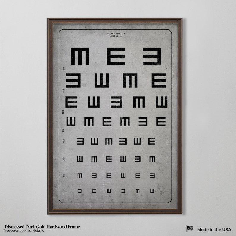 Vintage Tumbling E Vision Chart Print, Classic Eye Chart Wall Decor ...
