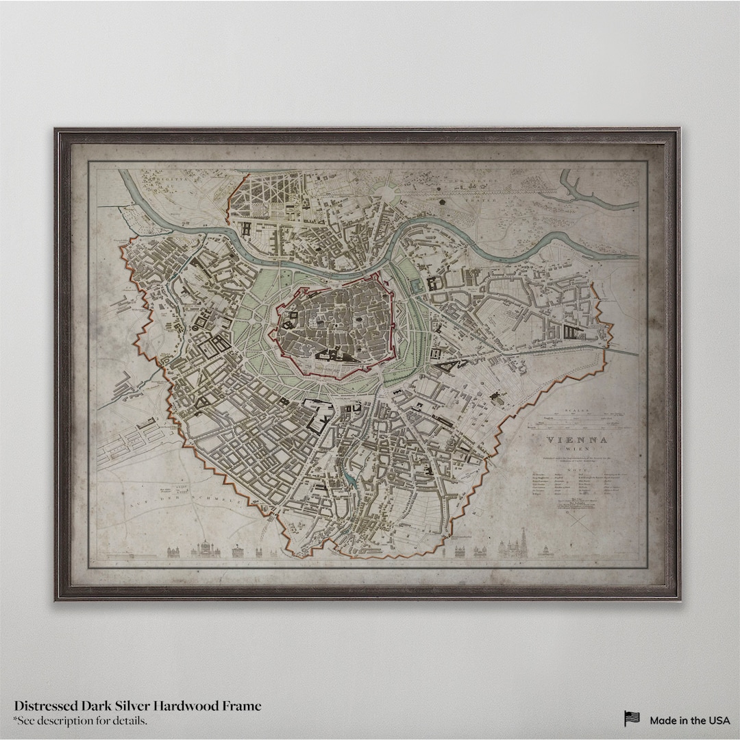 Vintage Vienna Austria Map Print C.1850s, Antique Viennese City Plan ...