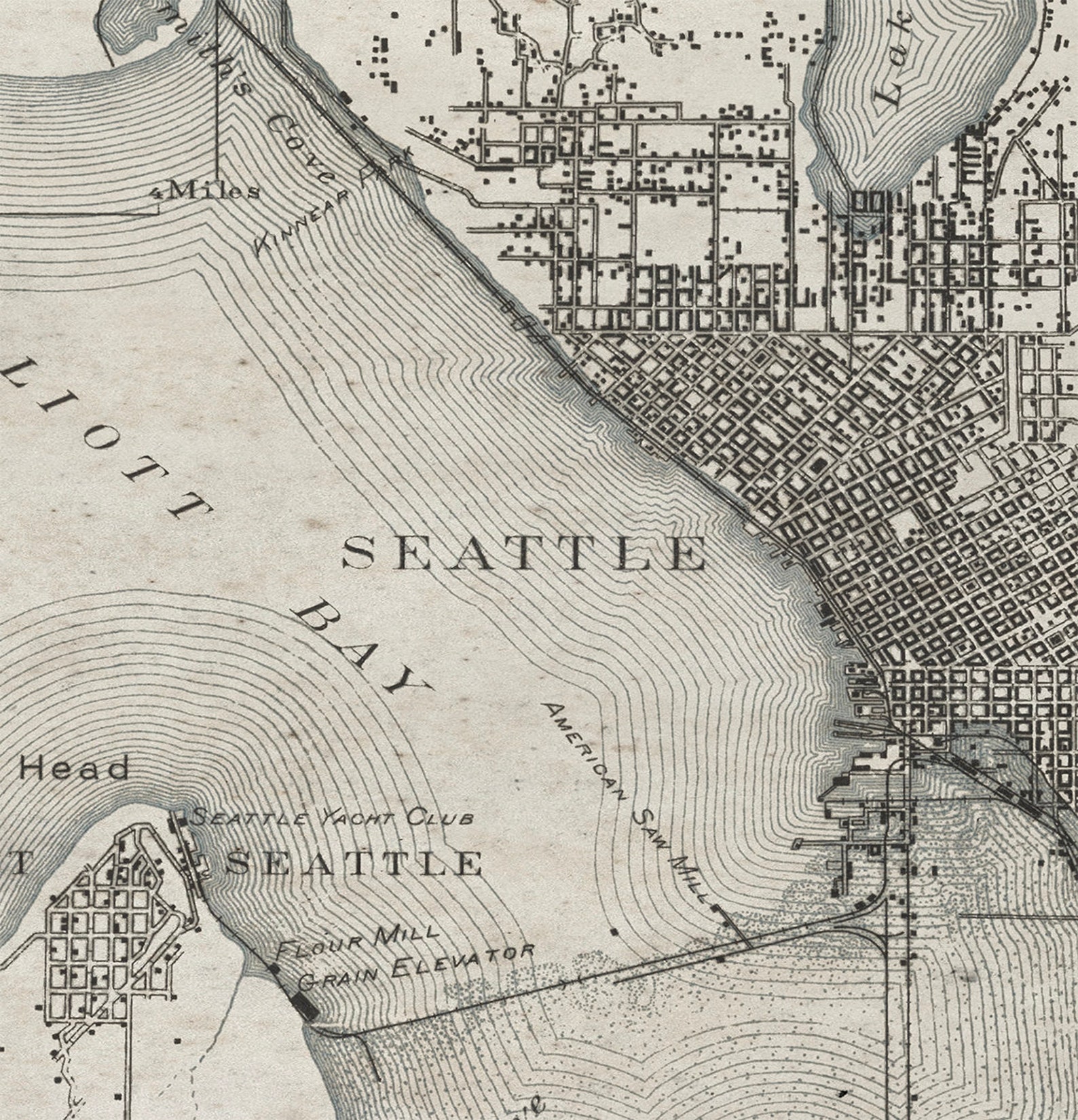 Seattle Map Vintage Map of Seattle Vintage Wall Art - Etsy