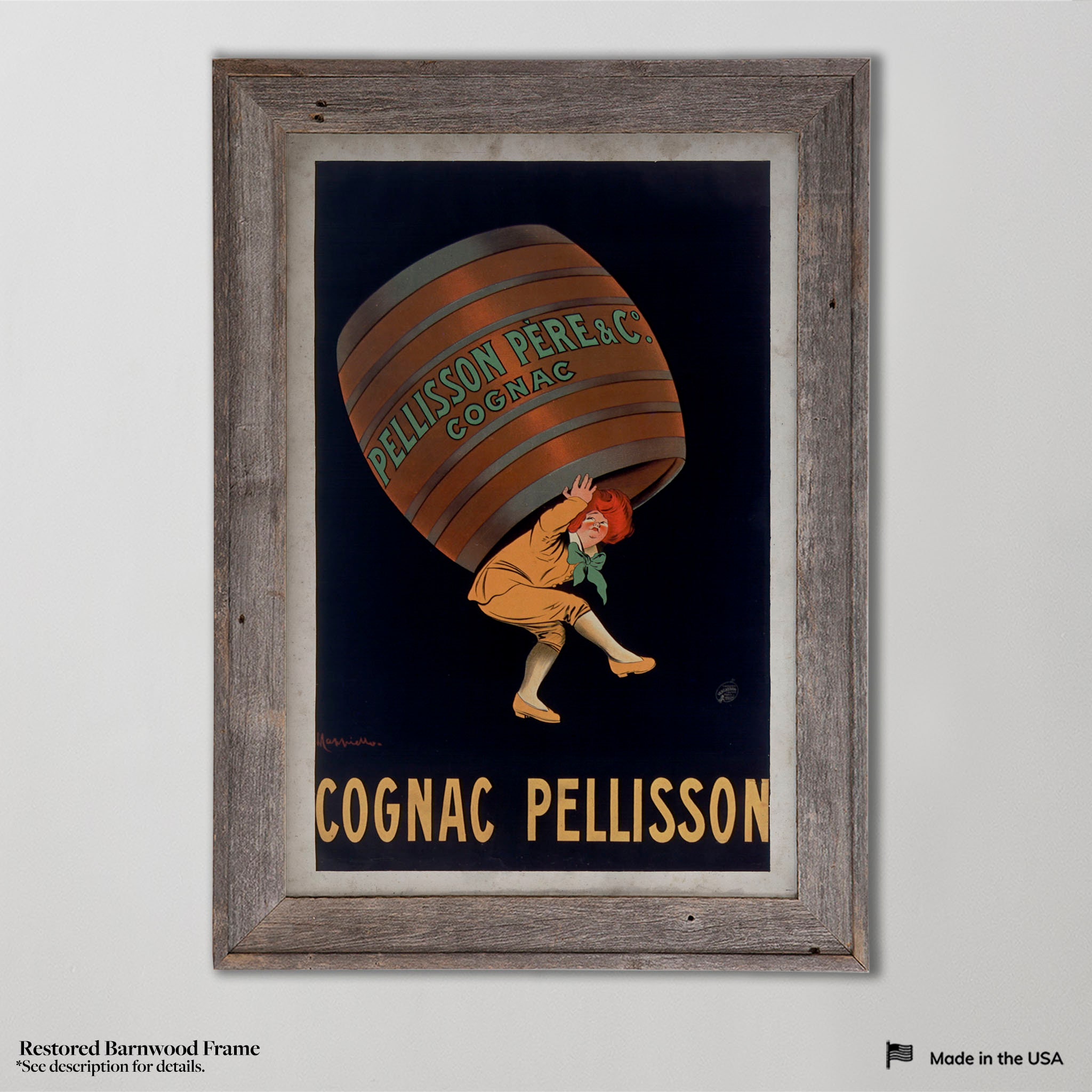 Vintage Cognac Pellisson Poster 1920s, French Spirits Advertising Wall ...