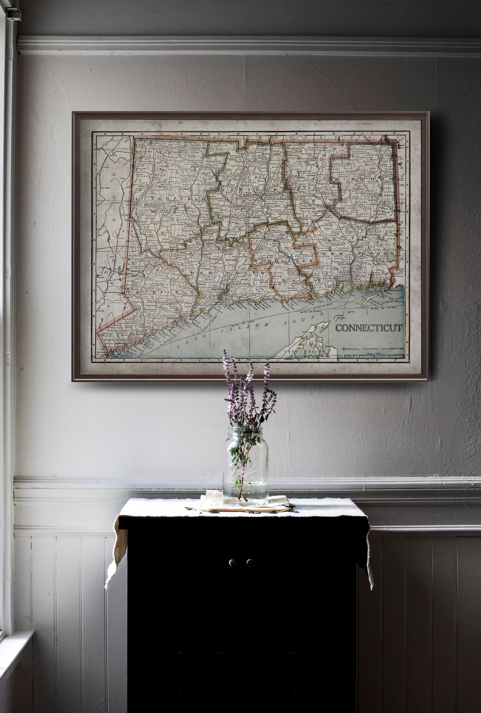 Connecticut Map Vintage Map of Connecticut Vintage Wall Art - Etsy