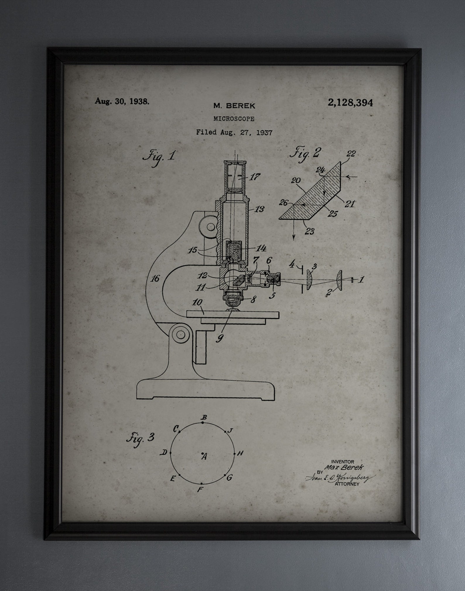 Microscope Patent: Unframed Vintage Microscope Patent Circa - Etsy