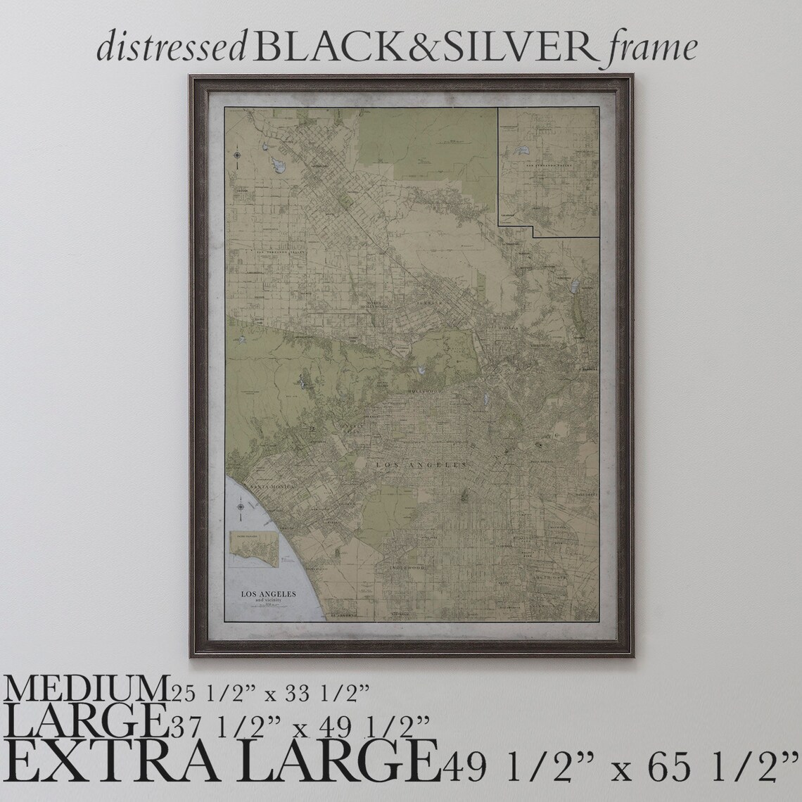 Los Angeles Map Vintage Map of Los Angeles Vintage Wall | Etsy