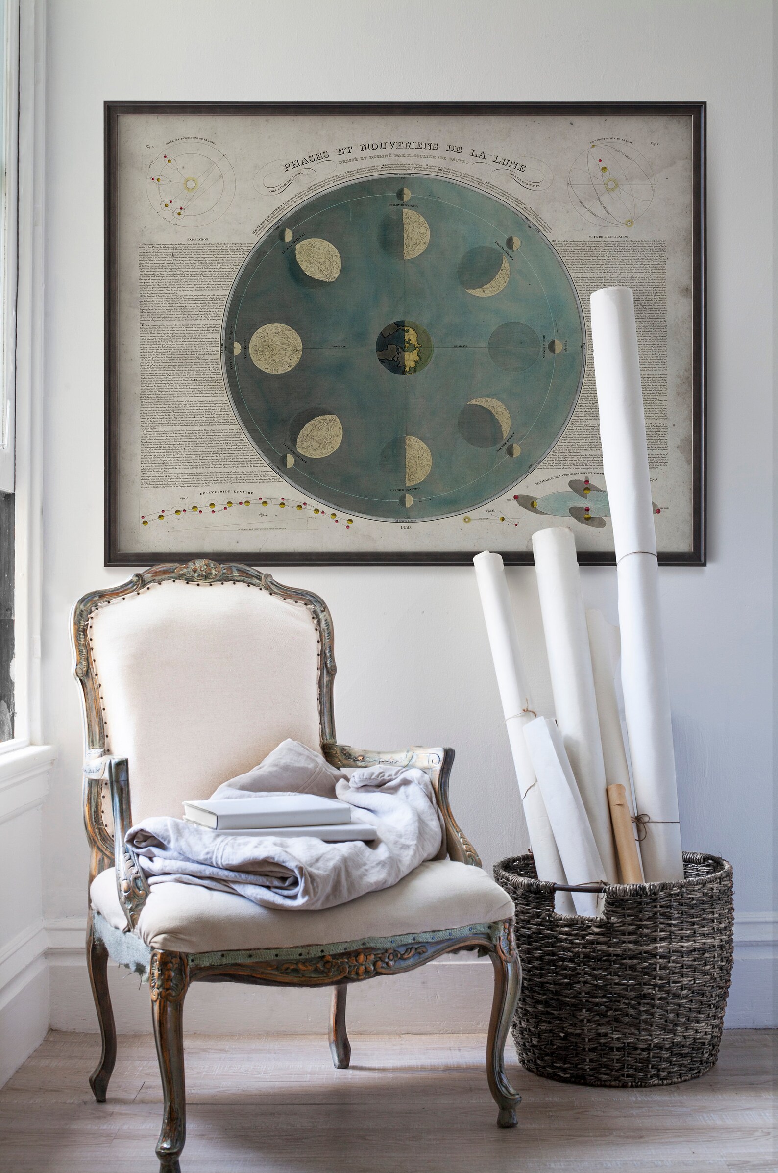 Old Lunar Phase Chart French Moon Phase Circa 1850 - Etsy