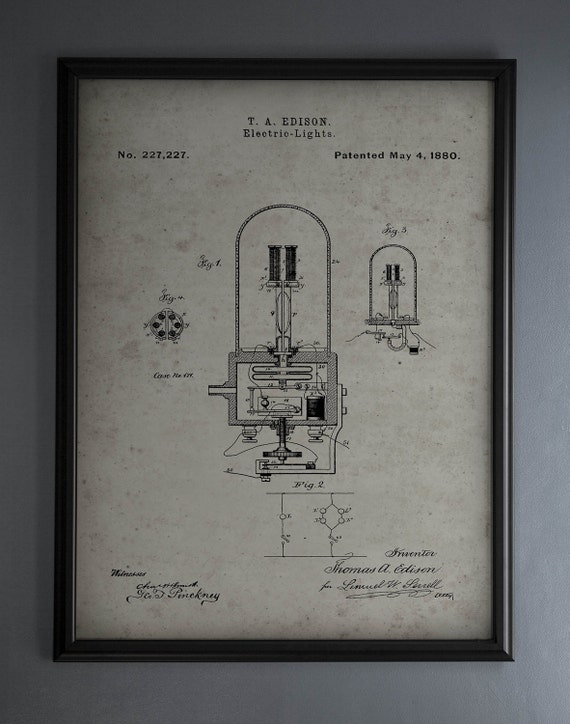 Edison Bulb Patent: Unframed Vintage Thomas Edison Bulb Patent | Etsy