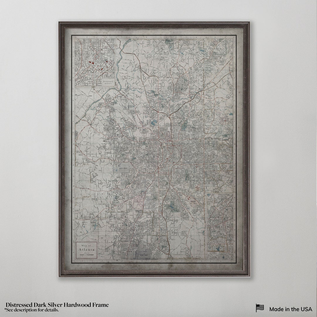 Vintage Atlanta Georgia Map Print 1900s, Atlanta City Map, Southern ...