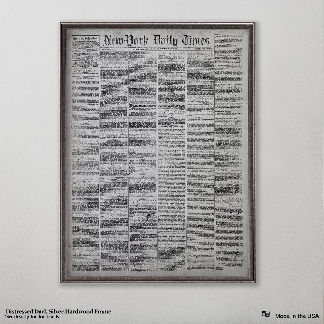 Vintage New York Times Newspaper Print, Antique Newspaper Wall Decor ...