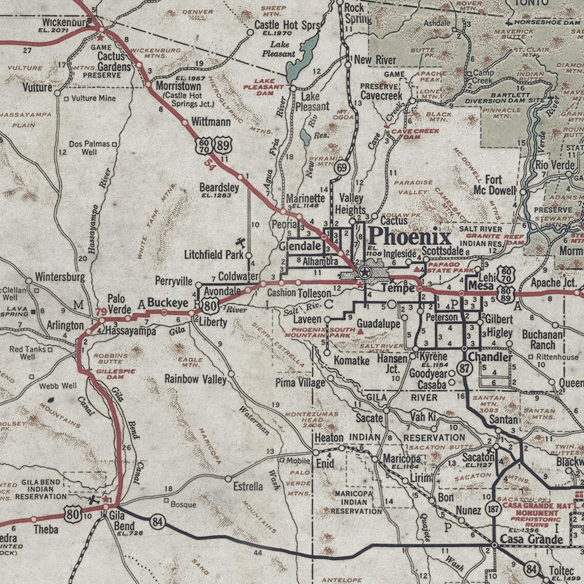 Arizona Map Vintage Road Map of Arizona Road Map Vintage - Etsy