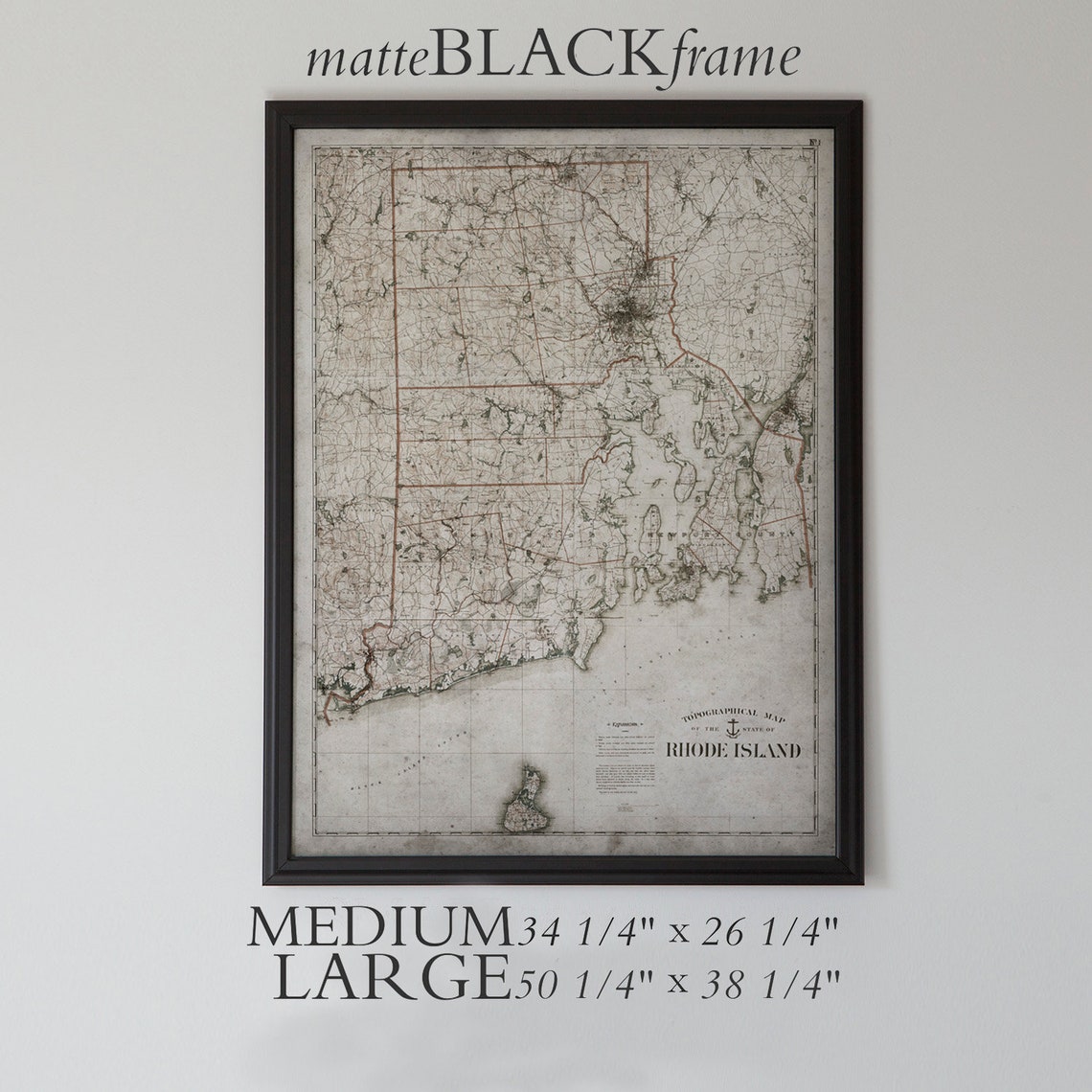Rhode Island Map Vintage Map of Rhode Island State Vintage | Etsy