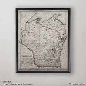 Wisconsin Map State Map of Wisconsin Vintage Wall Art | Etsy